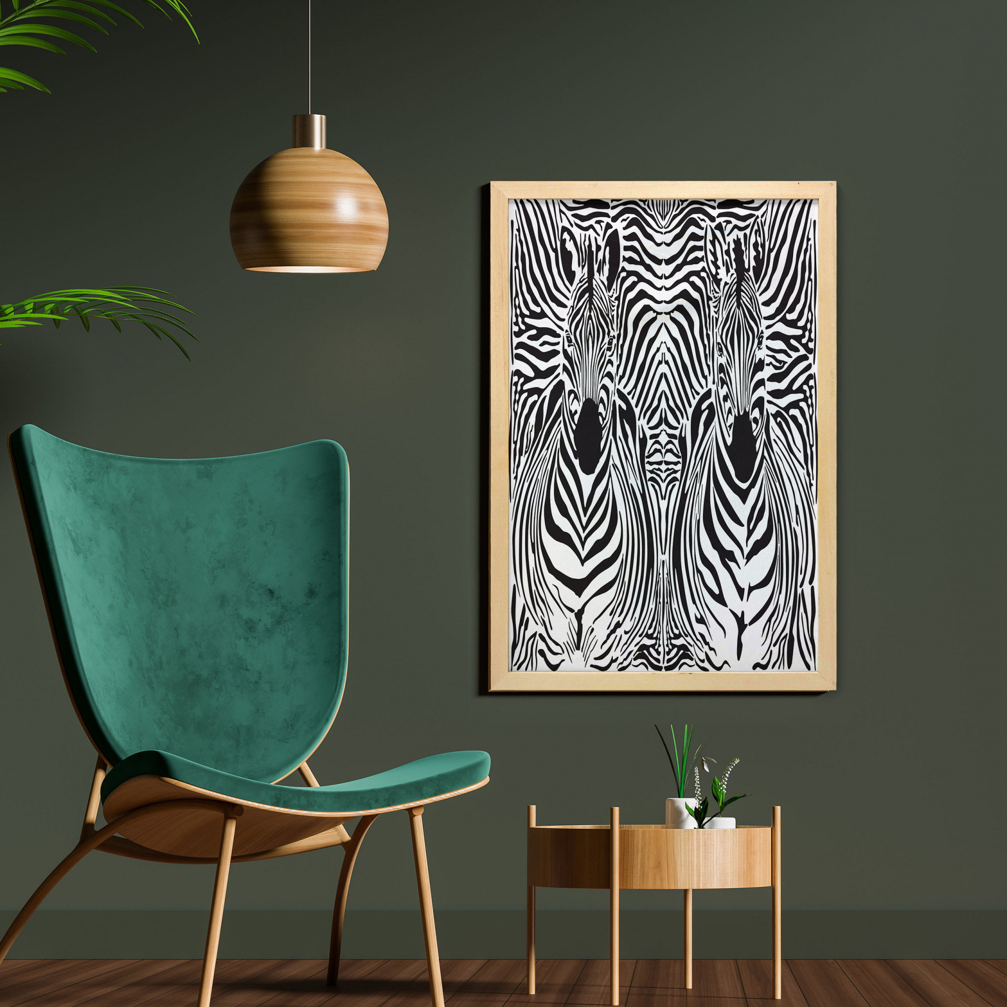East Urban Home Illustration Zebras Skins Background Blended over Zebra Body Heads - Picture ...